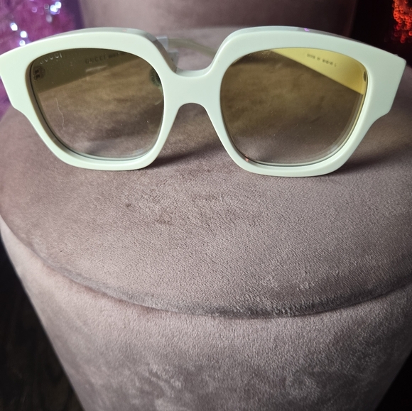 Gucci | Accessories | Gucci White With Yellow Lens Sunnies | Poshmark